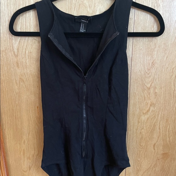 Forever 21 | Tops | Front Zipper Body Suit Black From Forever 2 | Poshmark